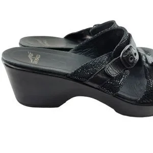 Dansko | Shoes | Dansko Wedge Sandals Jessie Size 4 1511 Black Lizard ...